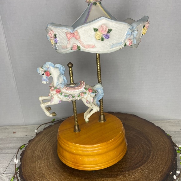 Accents | Musical Carousel Horse With Umbrella Plays Unchained Melody ...